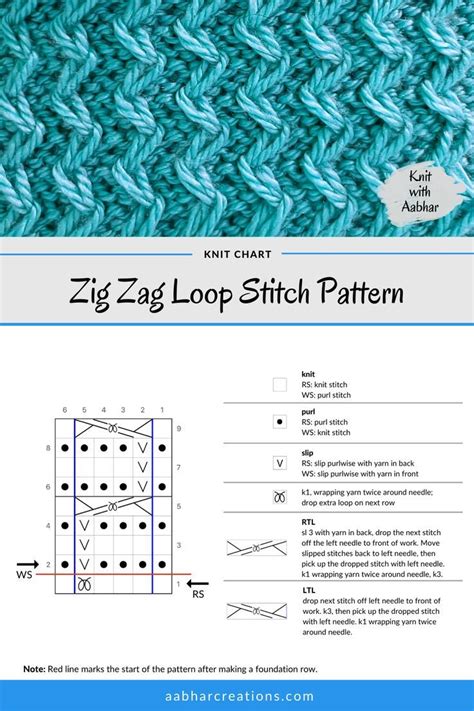 Zig Zag Loop Stitch Knitting Pattern Free Printable Knitting Chart In