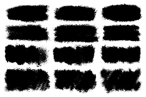 손으로 그린 브러쉬 스트로크 배경에 대 한 얼룩의 벡터 집합입니다 흑백 디자인 요소 집합입니다 한 색상 흑백 예술 손으로 그린 배경 곡초류에 대한 스톡 벡터 아트 및 기타