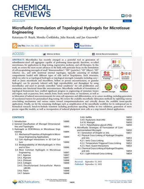 Pdf Microfluidic Formulation Of Topological Hydrogels For Microtissue Engineering