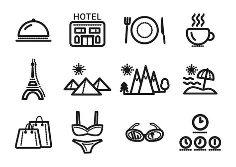 Iconos De Viajes Y Turismo Vector Premium