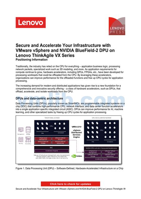利用vmware Vsphere与nvidia Bluefield 2 Dpu提升lenovo Thinkagile Vx系列基础设施的安全性