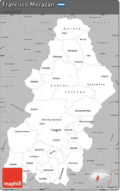 Free Gray Simple Map Of Francisco Morazan