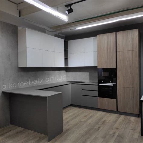 Кухня з барною стійкою в сучасному стилі Кухня Blum Кухні під замовлення в Києві по выгодным