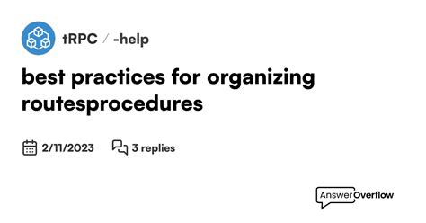 Best Practices For Organizing Routesprocedures Trpc