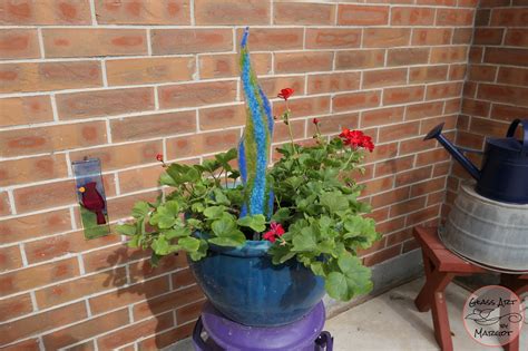 Fused Glass Garden Art Reed Yard Art Spring Blue Green Garden Stake