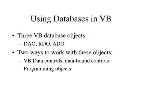Ppt Visual Basic Database Access Powerpoint Presentation Free
