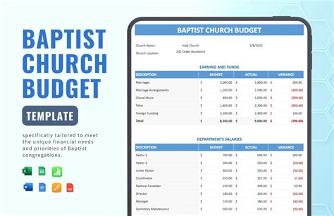 Printable Church Budget Template