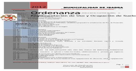 Ordenanza De Reglamentación De Uso Y Ocupación De Suelo Pdf Document