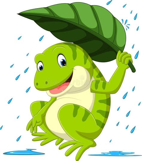 Rana Debajo Del Paraguas Stock De Ilustración Ilustración De Hoja