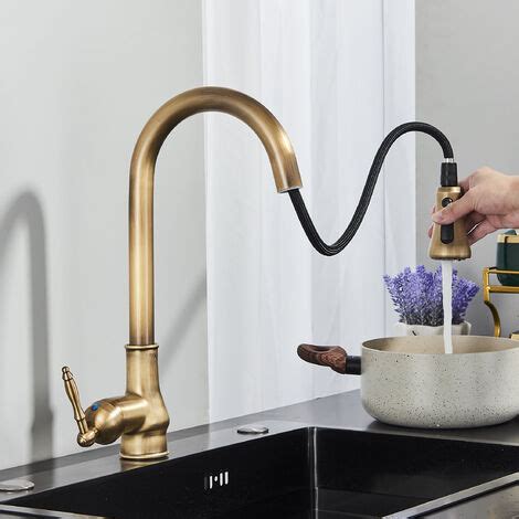 Mitigeur de Cuisine Rétro Evier Extensible en Laiton Acier Inox 304