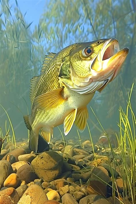 Smallmouth Bass Underwater Premium Ai Generated Image