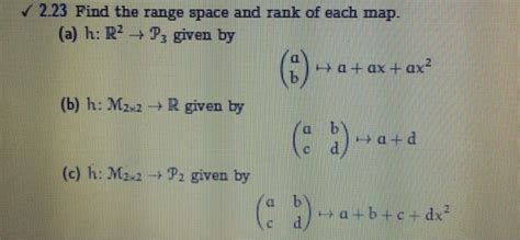 Solved Find The Range Space And Rank Of Each Map A H R 2 Chegg Com