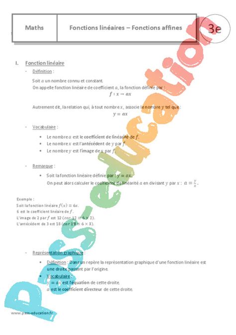 Cours Fonctions 3ème