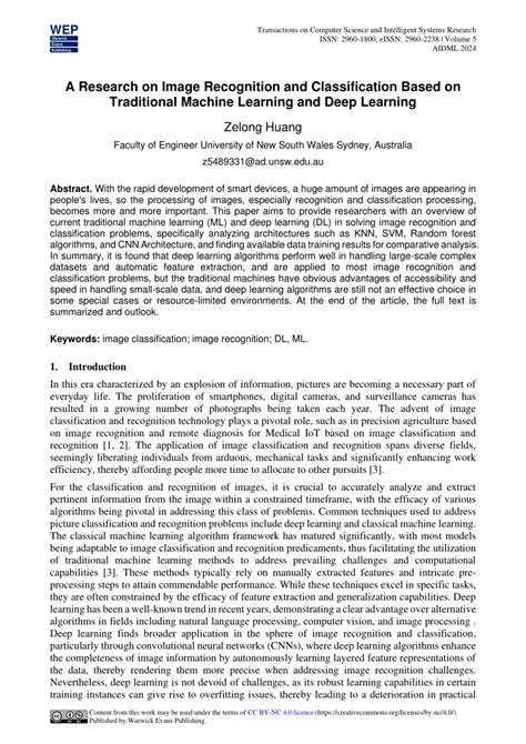 PDF A Research On Image Recognition And Classification Based On