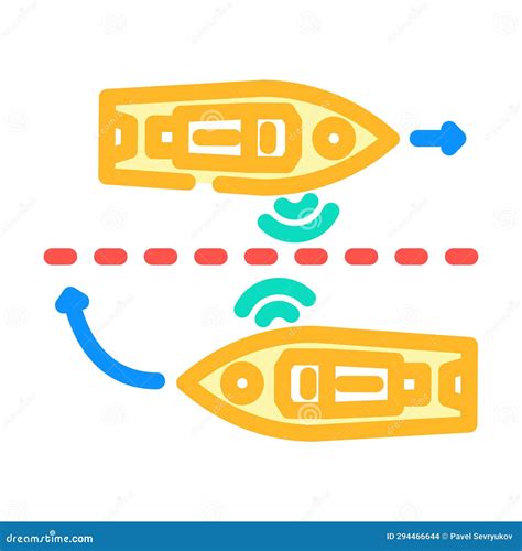 Ship Collision Avoidance Systems Color Icon Vector Illustration Stock