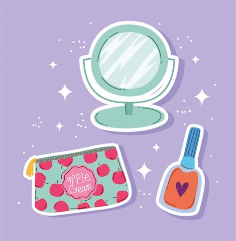 Premium Vector Makeup Cosmetics Fashion Beauty Cosmetic Bag Mirror