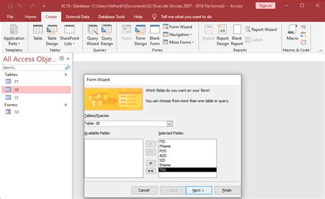 Solved Use The Form Wizard To Create A Form Containing A Main Form And A Subform Select All