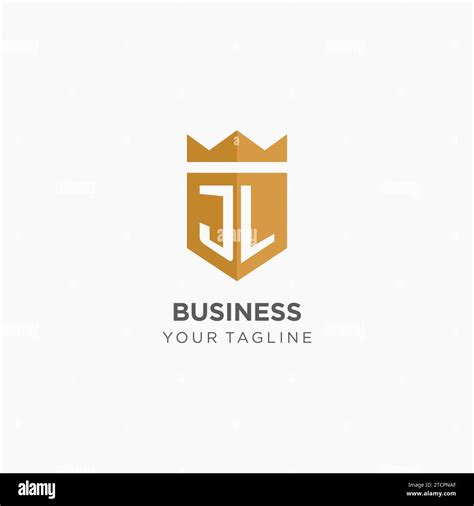 Monogram Jl Logo With Geometric Shield And Crown Luxury Elegant