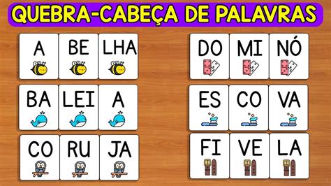 Aprender a ler e escrever quebra cabeça de palavras 3 Palavras