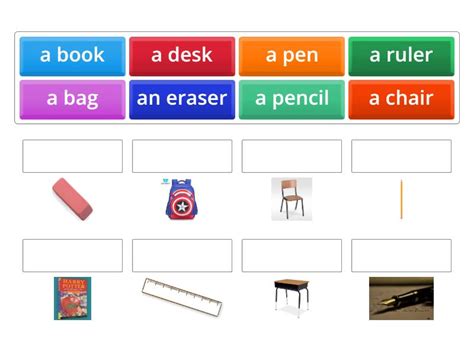 School Objects Match Match Up