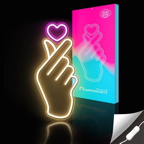 Lumoonosity Finger Heart Neon Signs Premium K Pop Heart Hand Led Sign