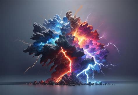 Premium Ai Image Lightning Strike Colored 3d Rendering Element
