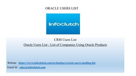Oracle Users List List Of Companies Using Oracle Products