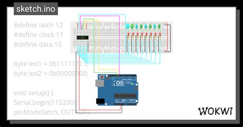 Led ไปกลับ Ic 74hc595 Wokwi Esp32 Stm32 Arduino Simulator