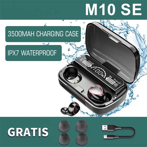 jual tws m10 f9 dan m90 pro terbaru display baterai led 9d hifi