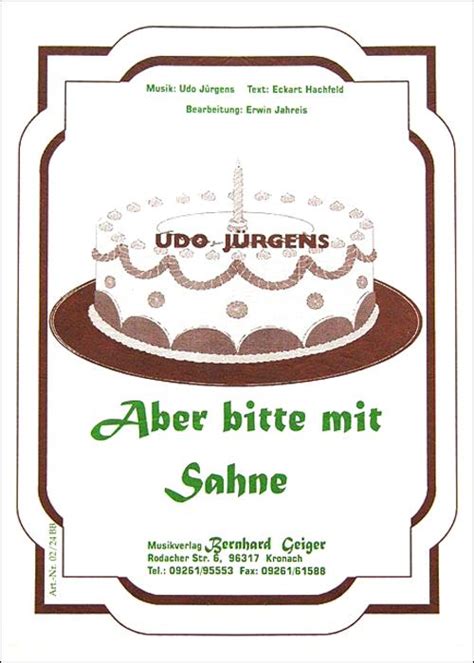 Aber bitte mit Sahne Udo Jürgens Noten GE
