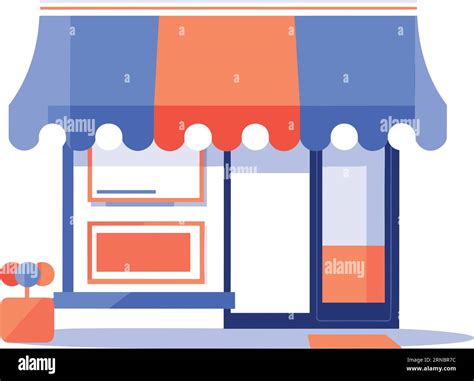 Storefront Facade For Online Stores In Ux Ui Flat Style Isolated On
