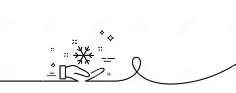 Freezing Hand Line Icon Ac Cold Temperature Sign Continuous Line With Curl Vector Stock