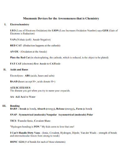 35 Sample Mnemonic In Pdf