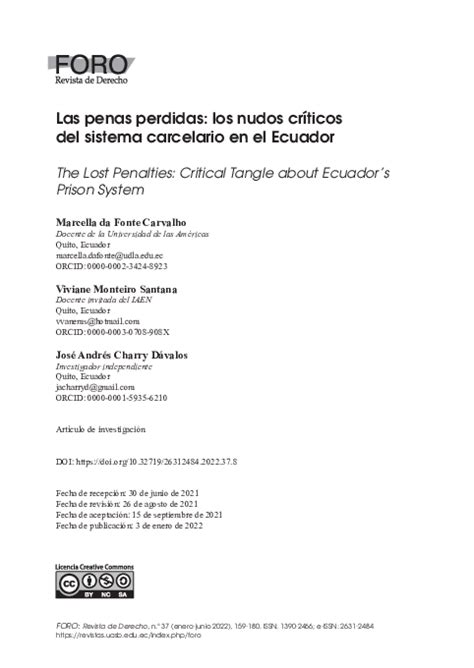 Pdf Las Penas Perdidas Los Nudos Críticos Del Sistema Carcelario En