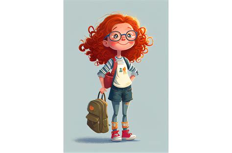 Cute Cartoon Curly Redhead Girl With Illustrations ~ Creative Market
