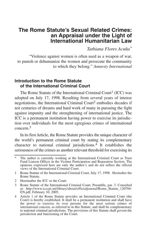 Pdf The Rome Statute And Sexual Related Crimes