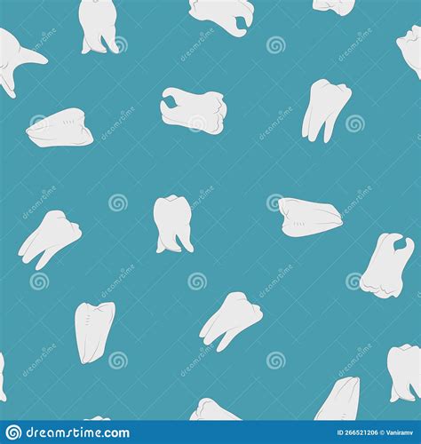 Dental Seamless Vector Pattern White Teeth On Blue Background Stock Vector Illustration Of