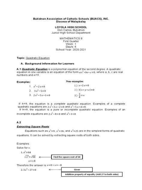 Week 1 Pdf Quadratic Equation Factorization