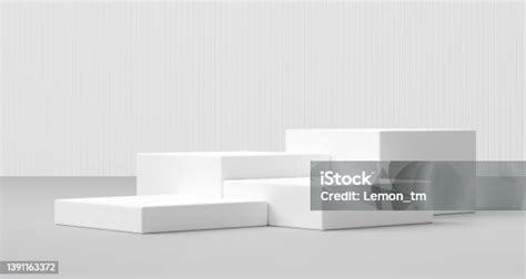 흰색 간단한 큐브 빈 제품 무대 빈 공간 장면 템플릿 플랫폼 디스플레이 또는 현대 벽 인테리어 배경 연단과 기하학적 스튜디오 쇼