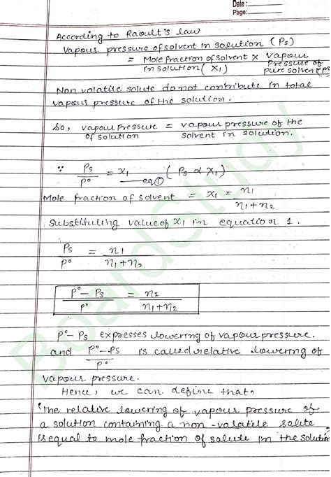 Class 12 Chemistry Solutions Notes Handwritten Notes