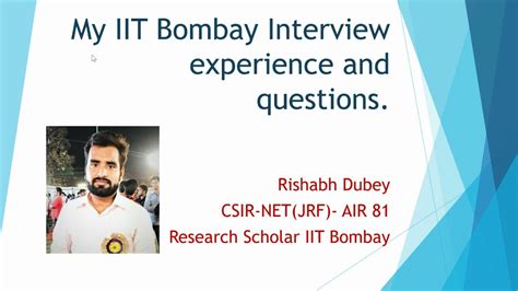 Iit Bombay Interview Experiencein English Phd Iits Chemistry