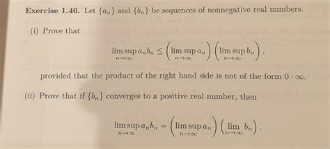 Solved Exercise 1 46 Let An And Bn Be Sequences Of Chegg Com
