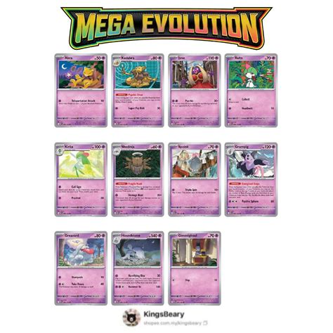 Mega Evolution Common Uncommon Card Psychic Type Pokemon Game Card