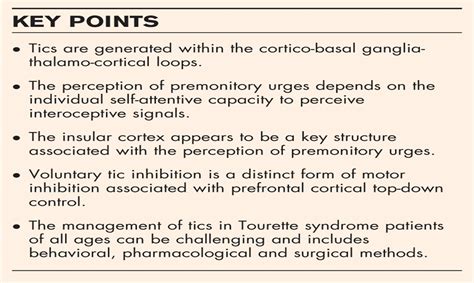 Tics And Tourettes Update On Pathophysiology And Tic Contr
