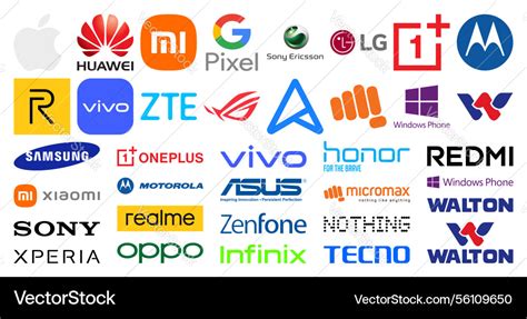 All Mobile Company Brand Official Logo Bundle Set Vector Image