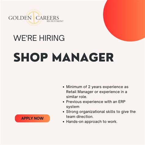 Golden Careers Recruitment On Linkedin Shopmanager Shopmanagment