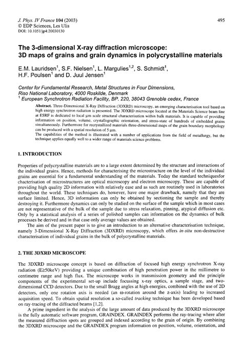 pdf the 3 dimensional x ray diffraction microscope 3d maps of grains