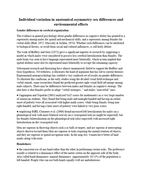 Individual Variation In Anatomical Asymmetry Pdf Lateralization Of Brain Function Handedness