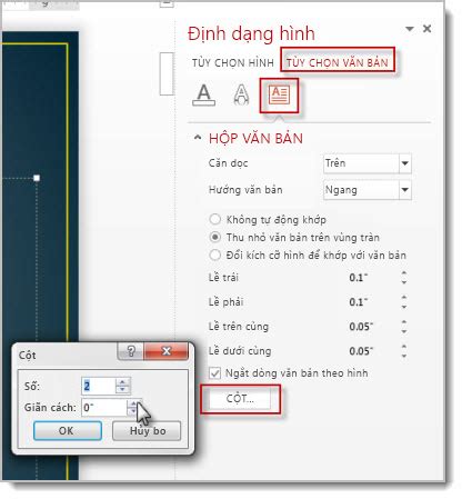 Tạo cột văn bản trong hộp văn bản hoặc hình Hỗ trợ của Microsoft