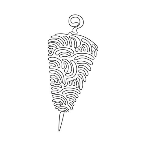 Desenho De Linha Contínua única Doner Kebab Em Um Poste Cozinha árabe